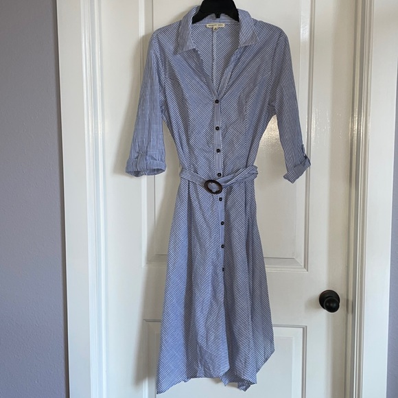 parallel skies | Dresses | Parallel Skies Belted Shirt Dress Pinstripe ...